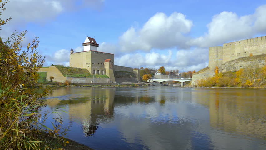 famous old narva castle beautiful shot Stock Footage Video (100% ...