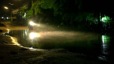 Motorbike Drives Through Puddle On Road Stock Footage Video (100% ...