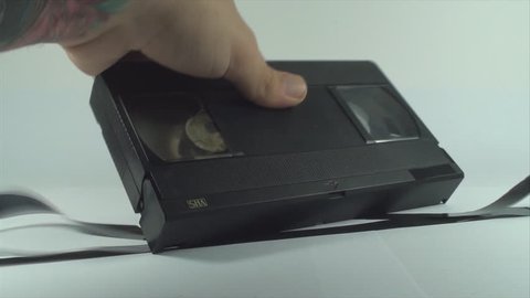 Broken Vhs Cassette Loose Tape Isolated Stock Footage Video (100% ...