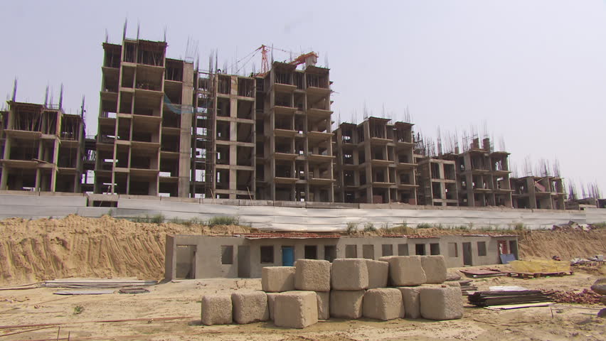 pan long shot building structure construction Stock Footage Video (100% ...