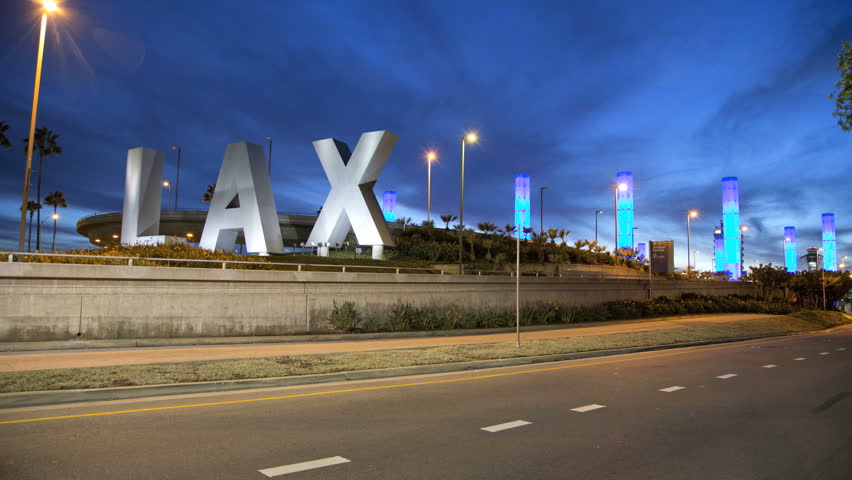 time lapse lax sign night international Stock Footage Video (100% ...