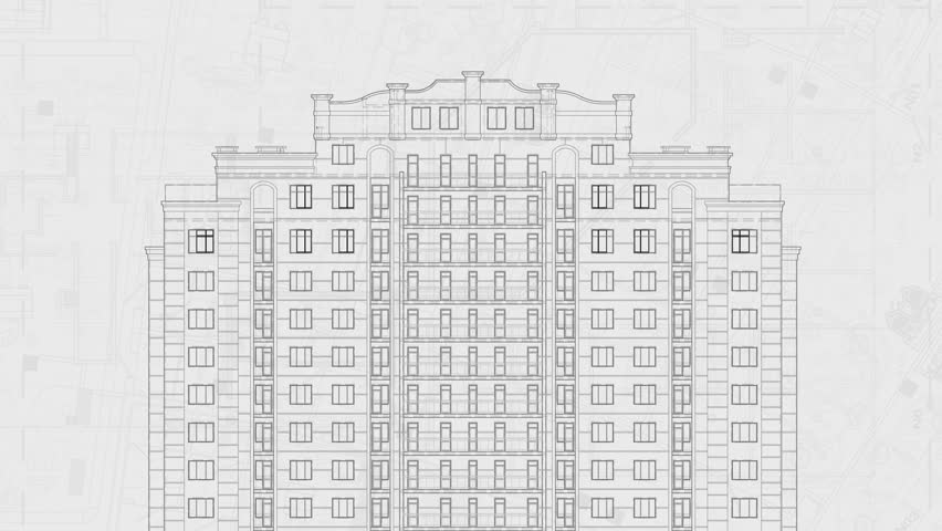 animated line drawing residential street tenement Stock Footage Video ...