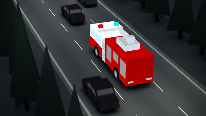 elevated view fire truck on busy Stock Footage Video (100% Royalty-free ...