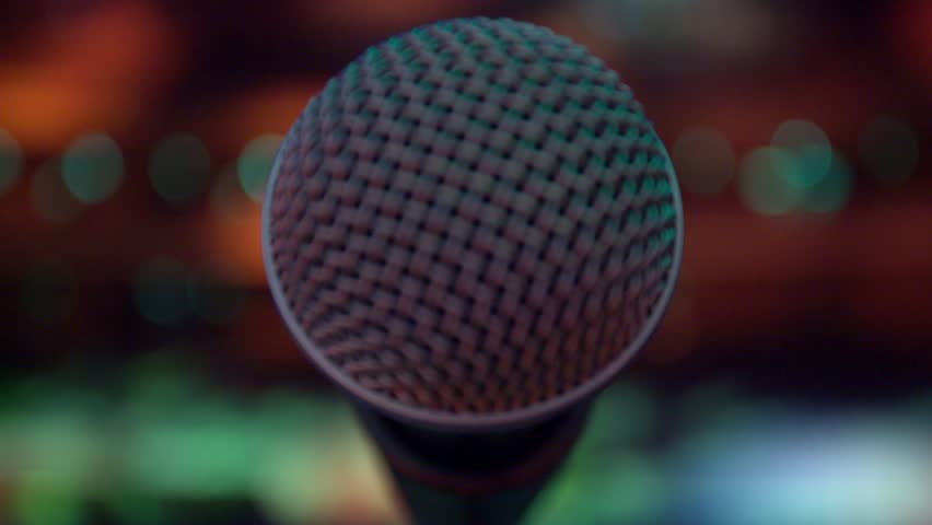 View Of Microphone On Stage Stock Footage Video 100 Royalty Free