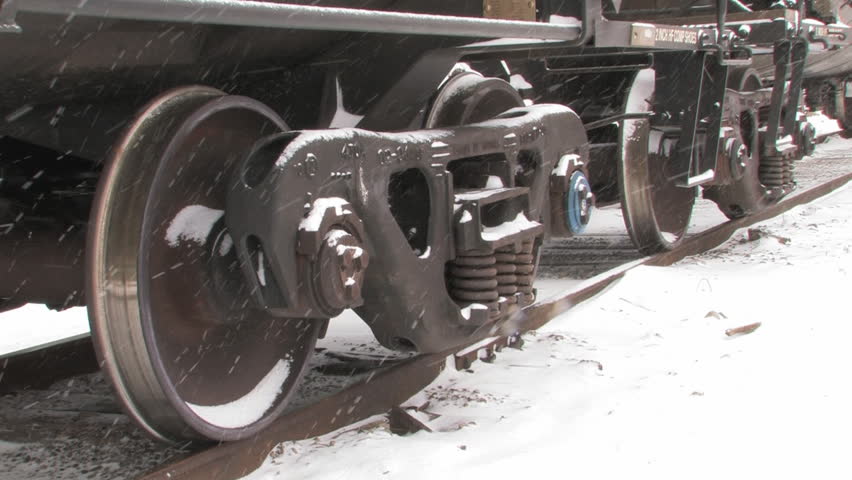 freight train wheels snow light falling Stock Footage Video (100% ...