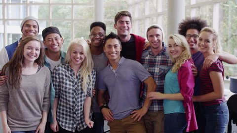 Portrait Happy Mixed Ethnicity Group Student Stock Footage Video (100% ...