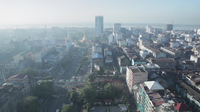 aerial view yangon skyline looking south Stock Footage Video (100% ...