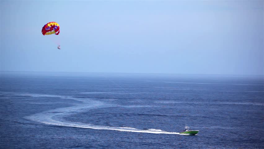 Parasailing Parachute Pass By Over Stock Footage Video (100% Royalty ...