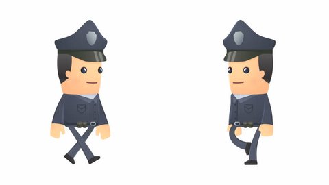 Cute Little Police Man Action Cartoon Stock Vector (Royalty Free ...