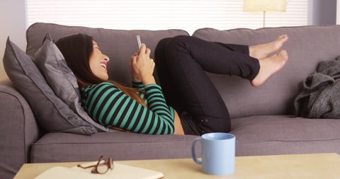 Japanese Woman Happily Texting Laughing On Stock Footage Video (100% ...