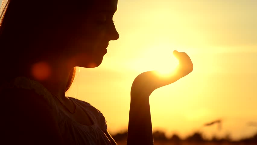 Sun in Hands. Woman Hand Stock Footage Video (100% Royalty-free ...