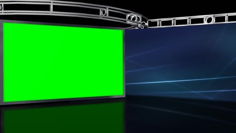 Virtual Studio Background Green Screen Wall Stock Footage Video (100% ...