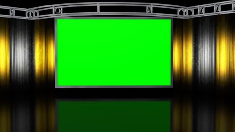 Virtual Studio Background Green Screen Wall Stock Footage Video (100% ...