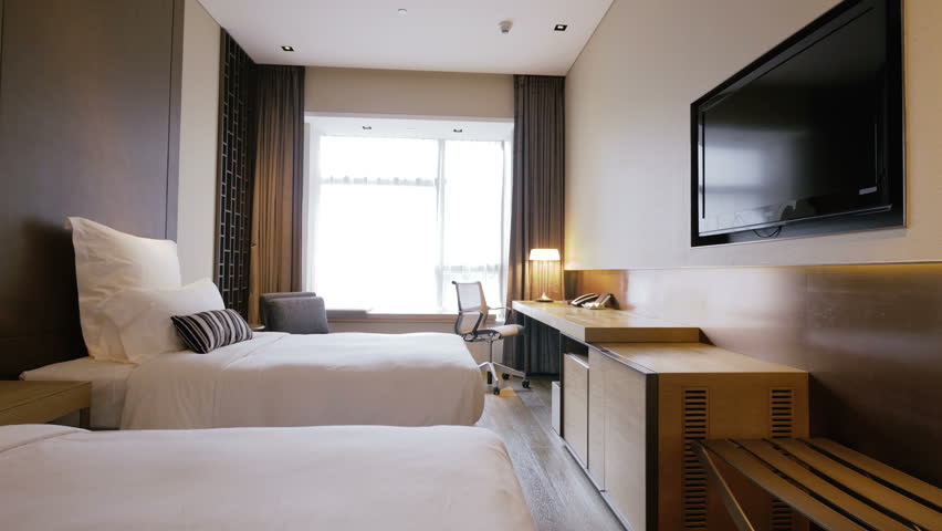 luxury hotel room interior 4k pan Stock Footage Video (100% Royalty ...