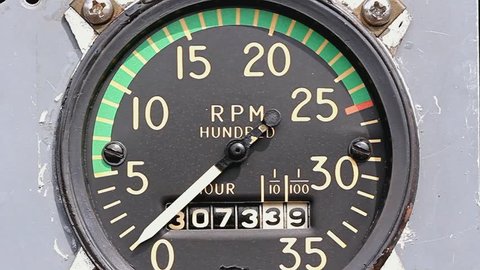 Airplane Mechanical Tachometer Hour Meter Indicator Stock Footage Video ...