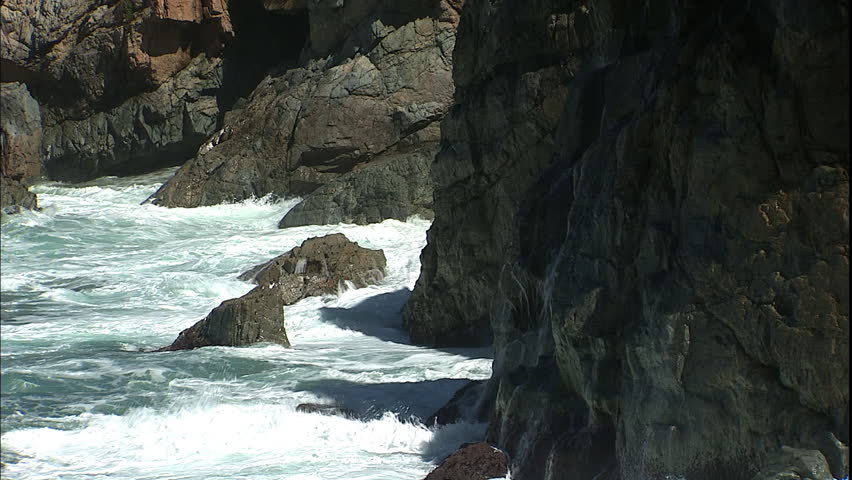 Waves Hit the Rocky Cliffs Stock Footage Video (100% Royalty-free ...