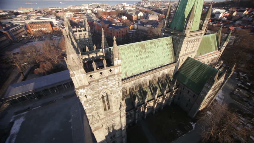 Trondheim, Norway, January 2014 Aerial Stock Footage Video (100% ...