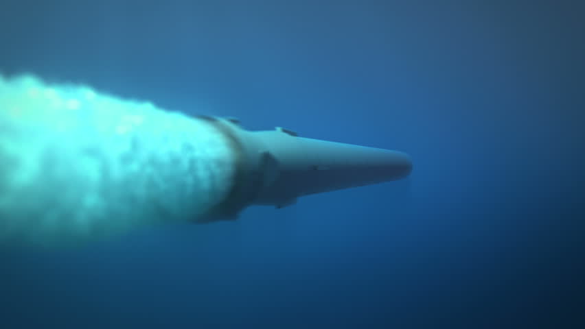 Torpedo Close Torpedo Launched Submarine Passes Stock Footage Video ...