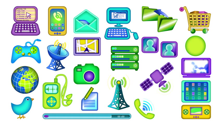 set 25 animated communications icons looping Stock Footage Video (100% ...