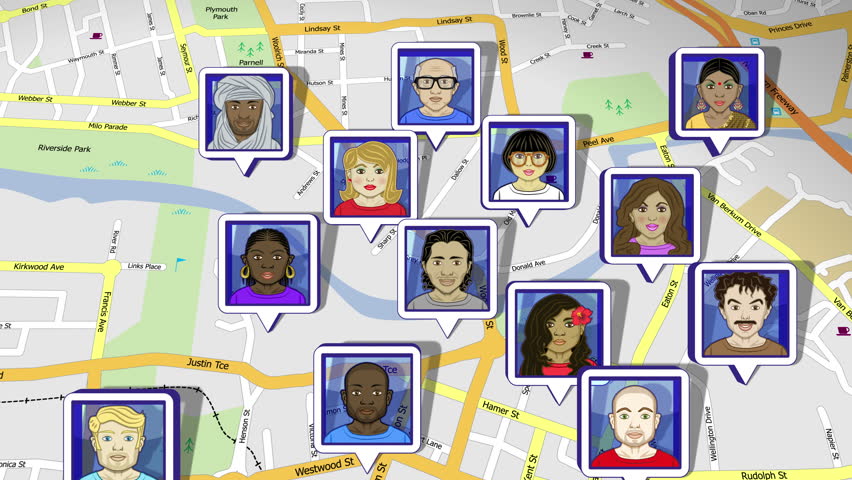 friends social network located on map Stock Footage Video (100% Royalty ...
