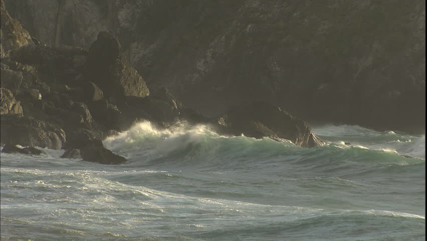 Zoom Out of Waves Hitting Stock Footage Video (100% Royalty-free ...