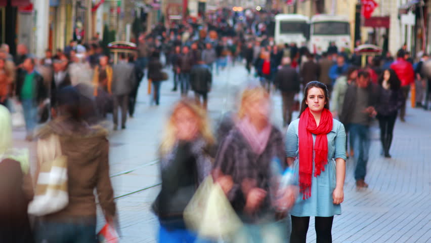 young woman posing busy street people Stock Footage Video (100% Royalty ...