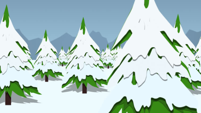 beautiful snow mountain animation green trees Stock Footage Video (100% ...