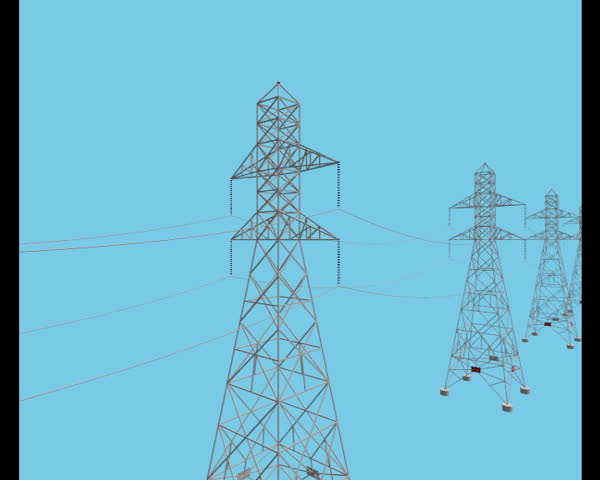 high voltage towers seamless animation Stock Footage Video (100% ...