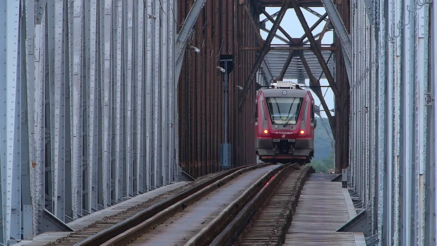 train passes over railway bridge Stock Footage Video (100% Royalty-free ...