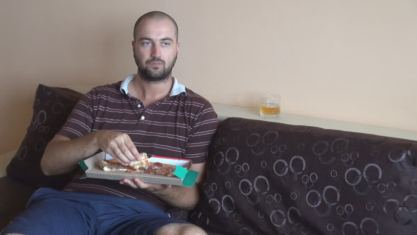 young handsome man eating fast food Stock Footage Video (100% Royalty ...