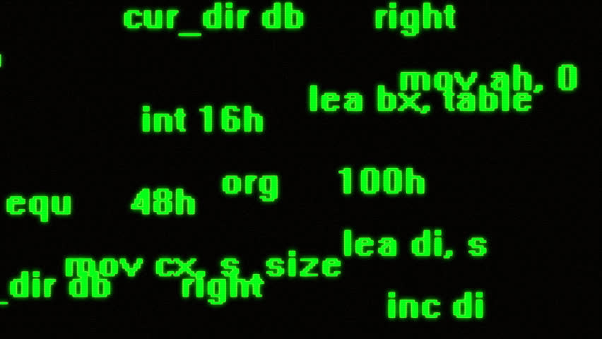 assembly computer code scrolling by terminal-like Stock Footage Video ...