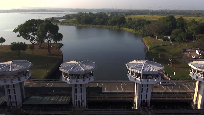 aerial view singapore kranji reservoir sunrise Stock Footage Video (100 ...