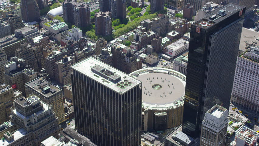 aerial shot madison square garden downtown Stock Footage Video (100% ...