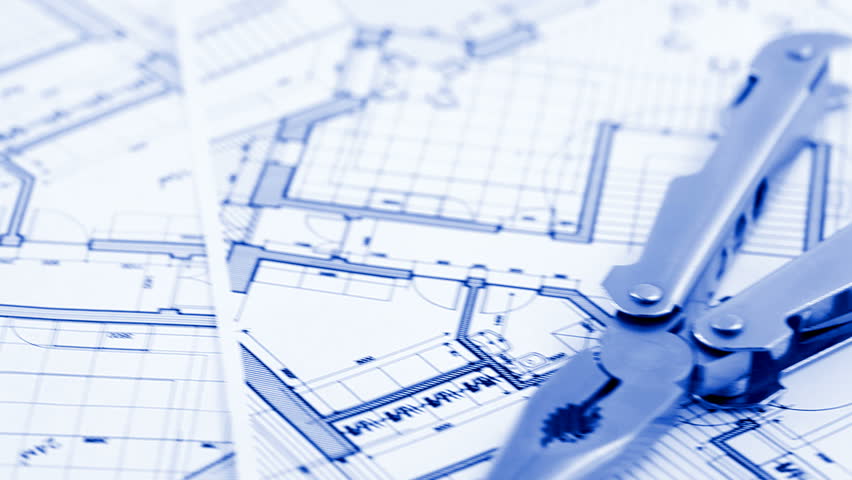 pliers architectural plan modern house Stock Footage Video (100% ...