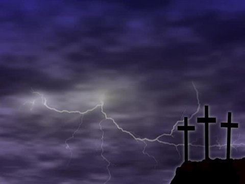 Cross Jesus Calvary Hill Lightning Storm Stock Footage Video (100% ...