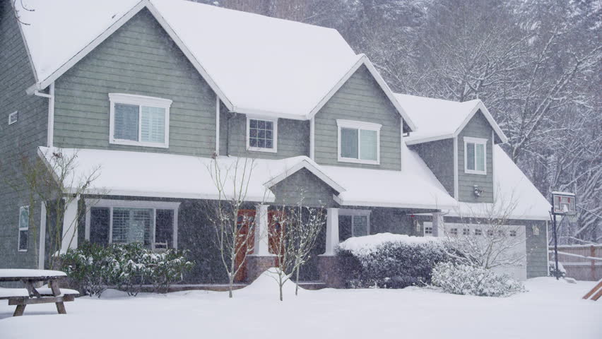 Home Exterior in Snow Storm Stock Footage Video (100% Royalty-free ...