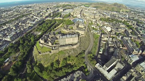 Camera Flying Over Edinburgh Near Castle Stock Footage Video (100% ...