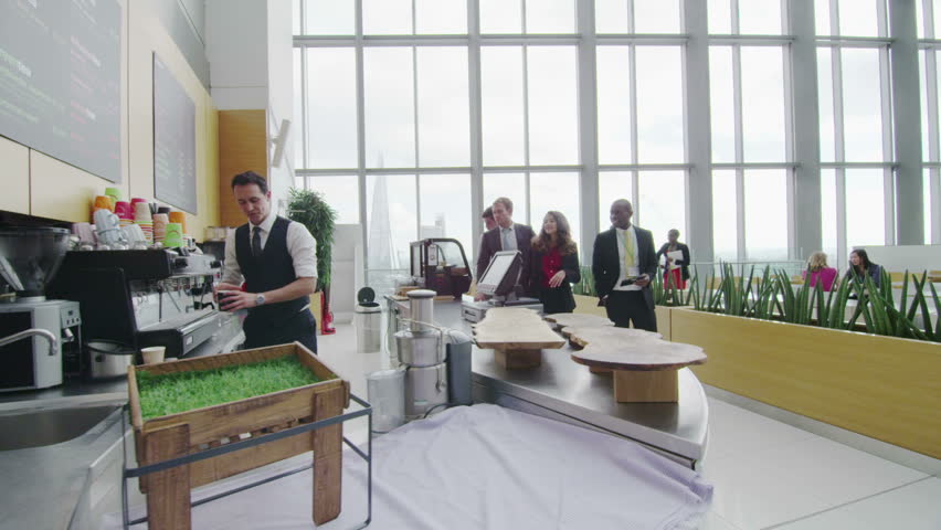 Business People Queue for Coffee Stock Footage Video (100% Royalty-free ...