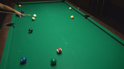 Beginner Pool Table Play Billiards Fun Stock Footage Video (100% ...