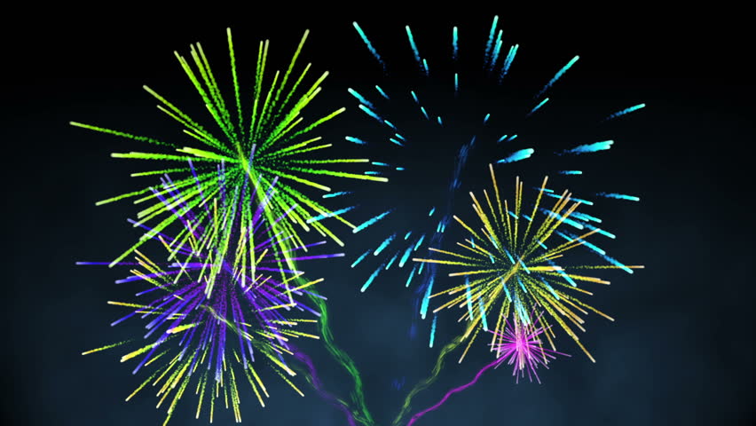 digital animation colourful fireworks exploding on Stock Footage Video ...
