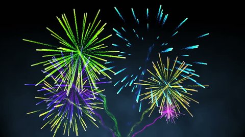 Digital Animation Colourful Fireworks Exploding On Stock Footage Video ...