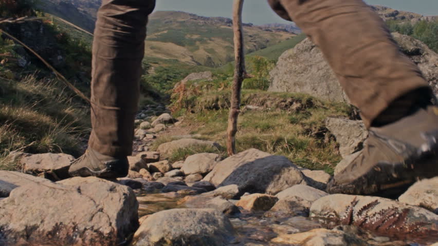 Man Walks Mountain Trail Away Stock Footage Video (100% Royalty-free ...