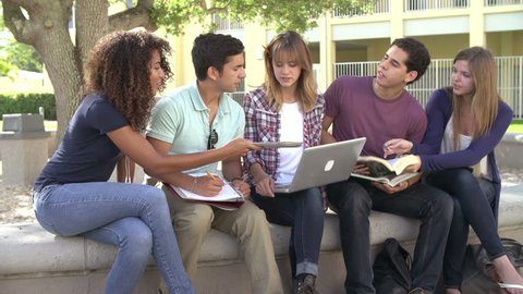 Group University Students Working Outside Together Stock Photo (Edit ...