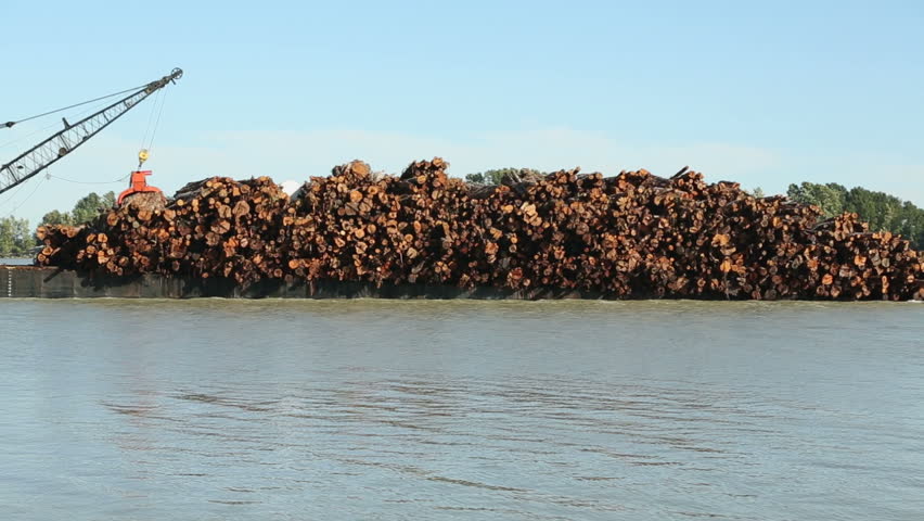 Fraser River Log Barge Close Stock Footage Video (100% Royalty-free ...