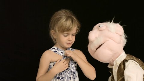 Little Girl Cries Puppet Old Man Stock Footage Video (100% Royalty-free ...