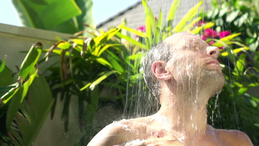 man washing body under shower super Stock Footage Video (100% Royalty ...