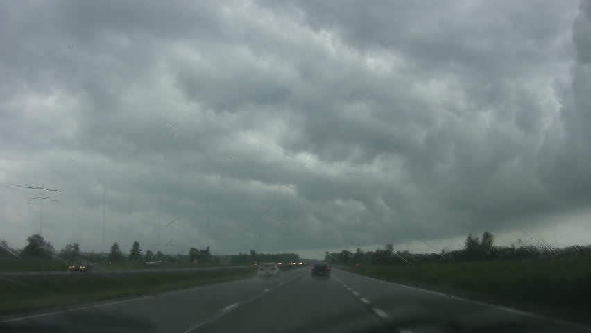 Driving Into Rainstorm. Highway Driving Stock Footage Video (100% ...