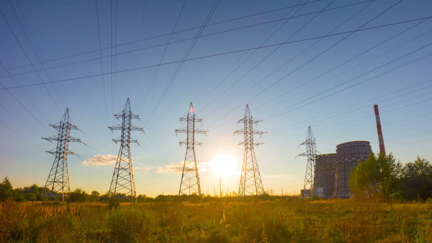 Power Line at Sunset, 4k Stock Footage Video (100% Royalty-free ...