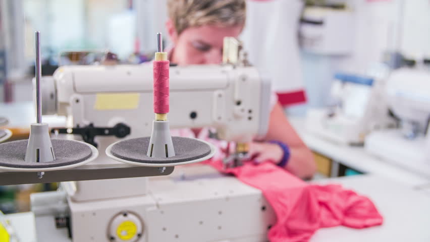 Machine Pulling Sewing Thread While Stock Footage Video (100% Royalty ...