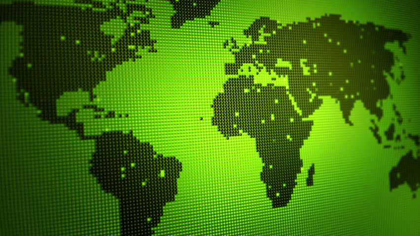 digital green world map flying particles Stock Footage Video (100% ...